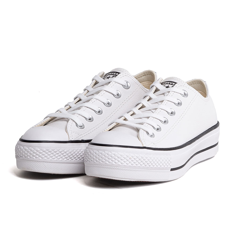 Tênis Converse Chuck Taylor All Star Lift Ox Couro Essential Branco ...