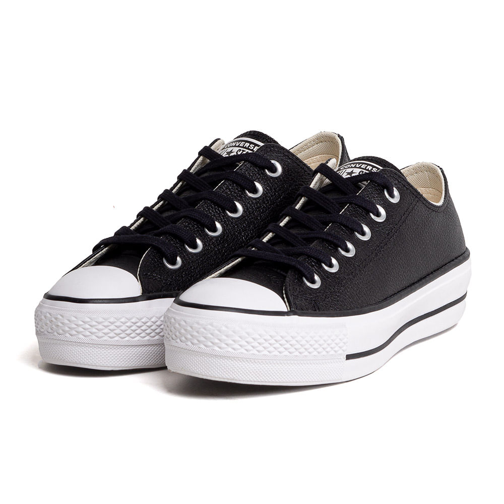 Tênis Converse Chuck Taylor All Star Lift Ox Couro Essential Preto ...