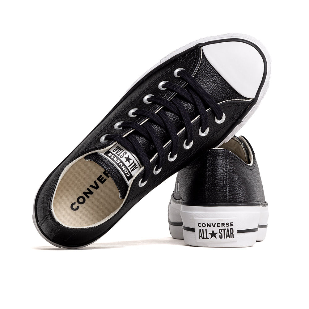 Tênis Converse Chuck Taylor All Star Lift Ox Couro Essential Preto ...