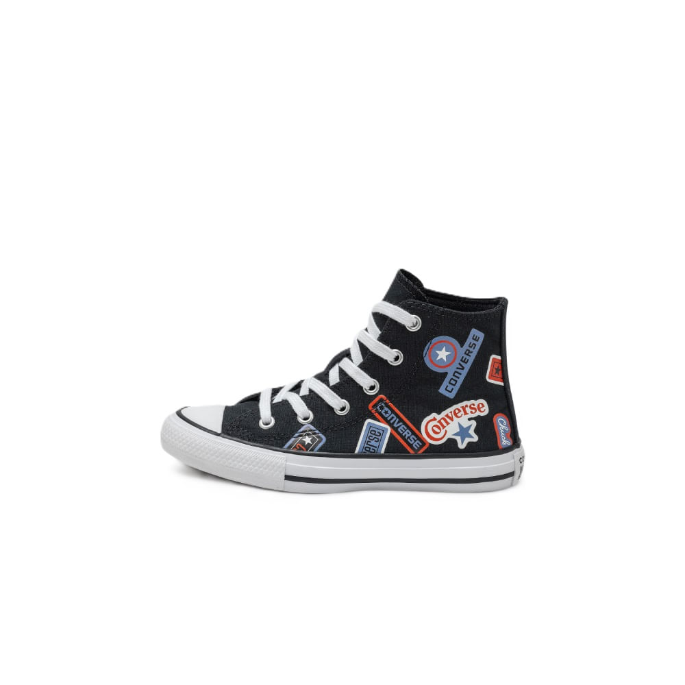 Tênis Converse Chuck Taylor All Star Kids Hi Sticker Stash Preto ...